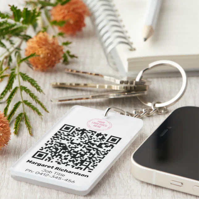 DIY Photo ID Digital QR Code Keychain | Zazzle