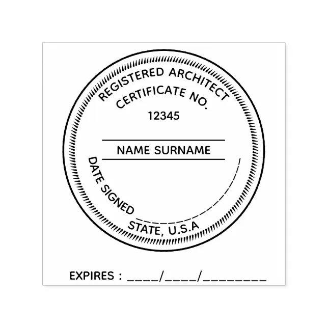 DIY Registered Architect LLC expiry date CUSTOM Self-inking Stamp | Zazzle