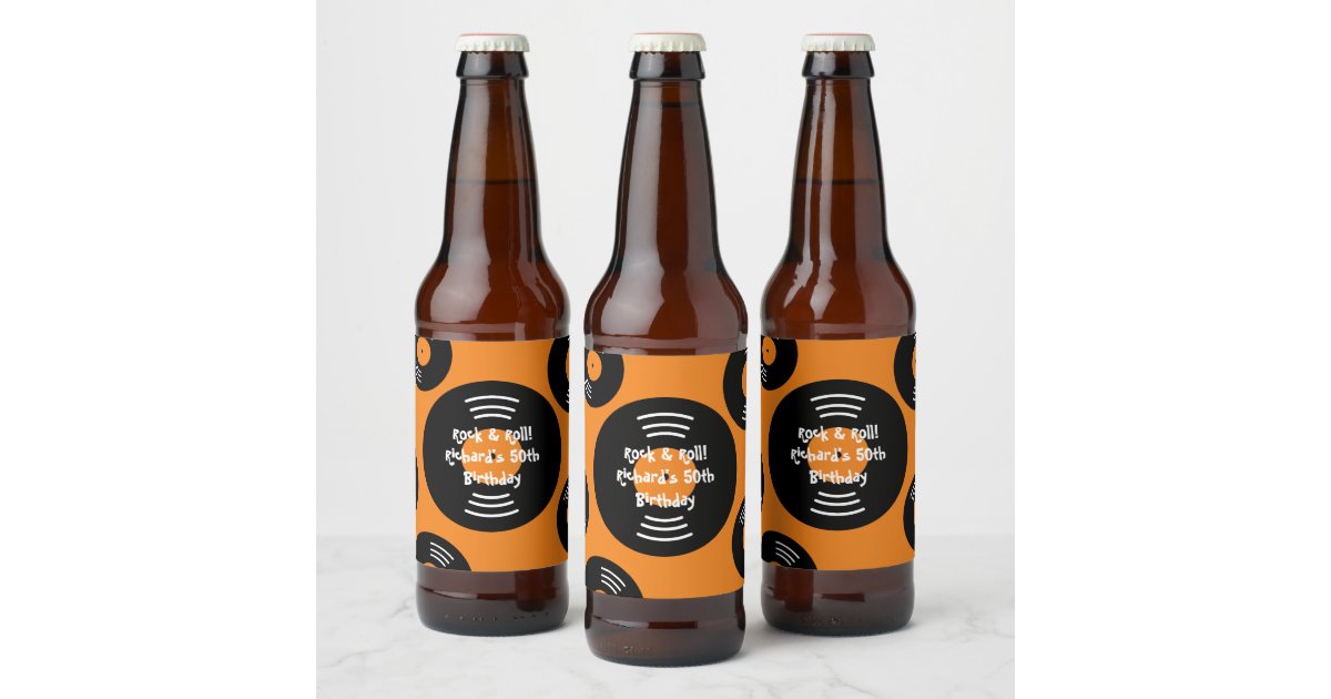 DIY Rock & Roll Birthday party beer bottle labels | Zazzle