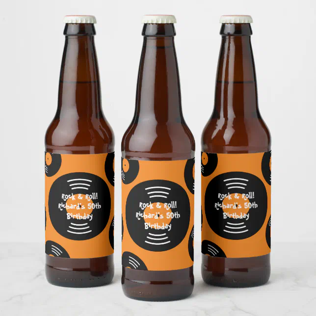 DIY Rock & Roll Birthday party beer bottle labels | Zazzle