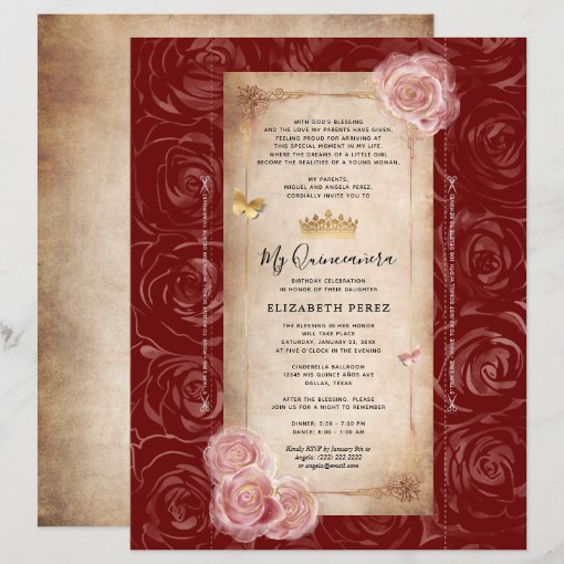 DIY Rose Gold Quinceanera Scroll Invitations | Zazzle