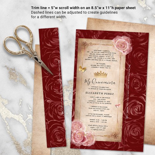 DIY Rose Gold Quinceanera Scroll Invitations | Zazzle