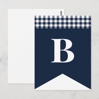 DIY Rustic Blue Plaid Letter Bunting Postcard | Zazzle