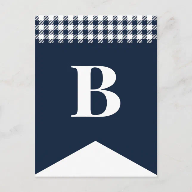 DIY Rustic Blue Plaid Letter Bunting Postcard | Zazzle