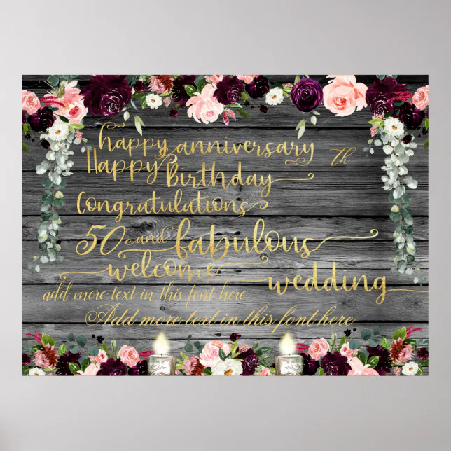 DIY Rustic Fancy Gold Swashed Script Announcement Poster | Zazzle