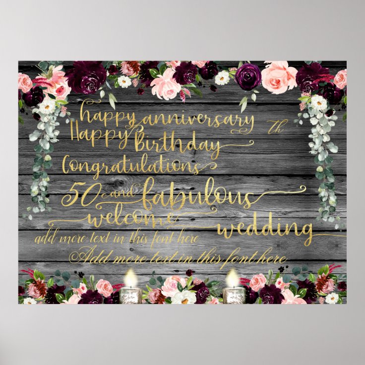 DIY Rustic Fancy Gold Swashed Script Announcement Poster | Zazzle
