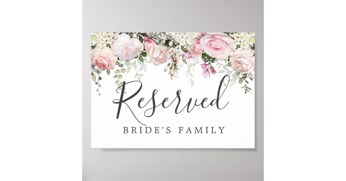DIY Rustic Pink White Floral Wedding Reserved Sign | Zazzle