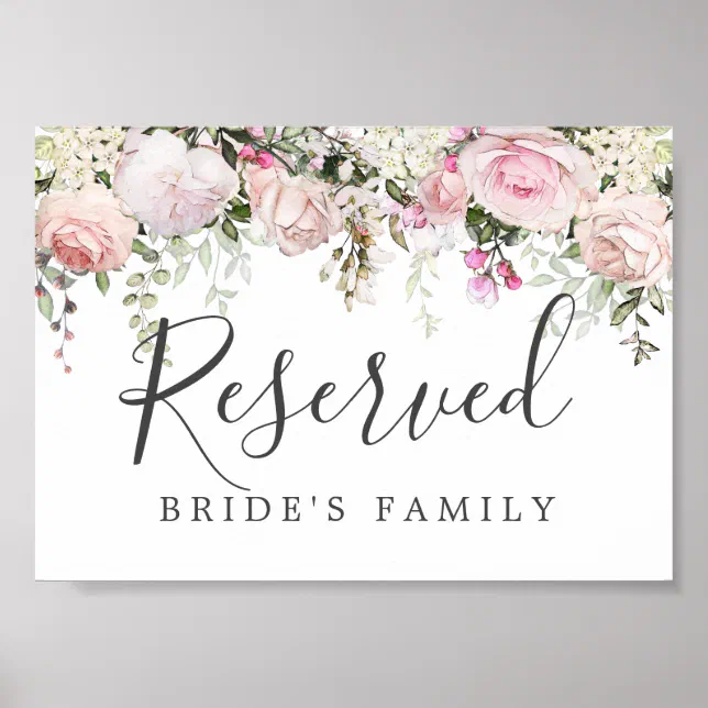 DIY Rustic Pink White Floral Wedding Reserved Sign | Zazzle