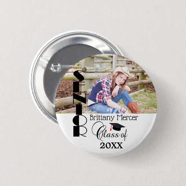 DIY Senior Photo Memories Button | Zazzle