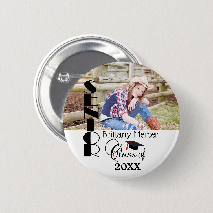 DIY Senior Photo Memories Button | Zazzle