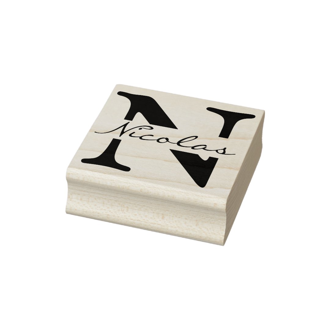 DIY - Simply Monogram / Name Rubber Stamp | Zazzle