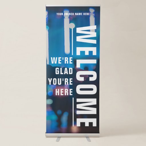 DIY Welcome Church Vertical Retractable Banner | Zazzle
