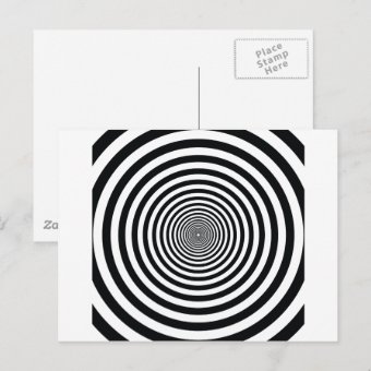 dizzy illusion black and white circle art vo1 postcard | Zazzle