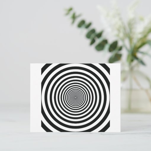 dizzy illusion black and white circle art vo1 postcard | Zazzle