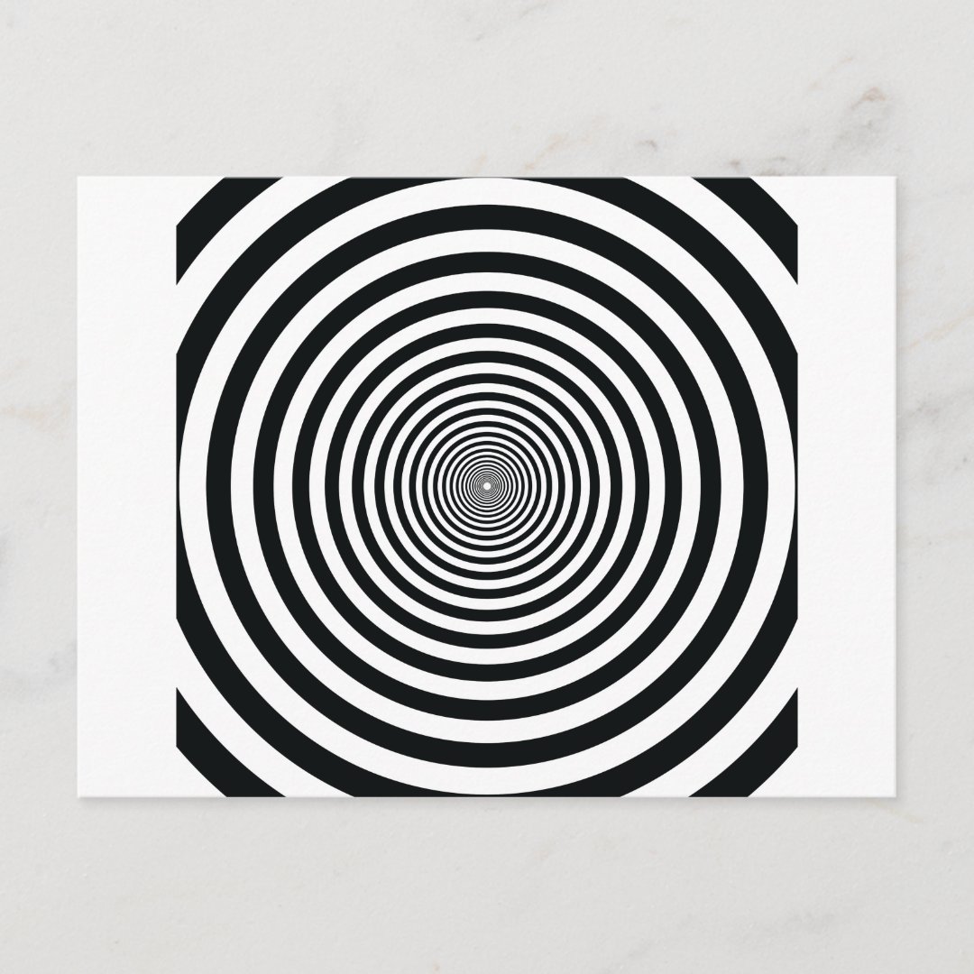 dizzy illusion black and white circle art vo1 postcard | Zazzle