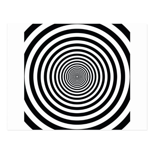 dizzy illusion black and white circle art vo1 postcard | Zazzle.com