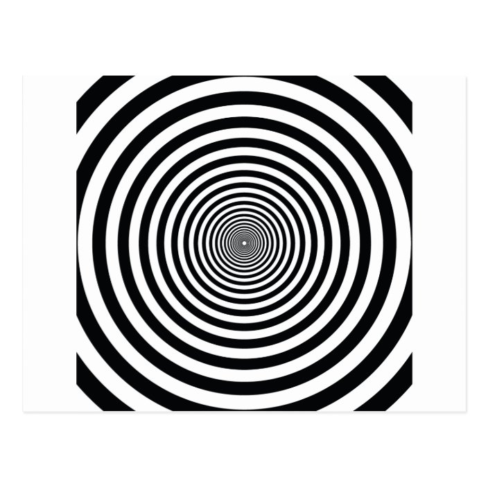 dizzy illusion black and white circle art vo1 postcard | Zazzle.com