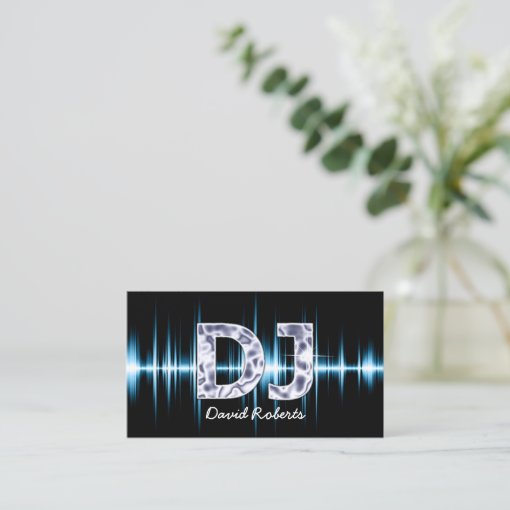 DJ Blue Sound Waves Professional Deejay Music Business Card | Zazzle