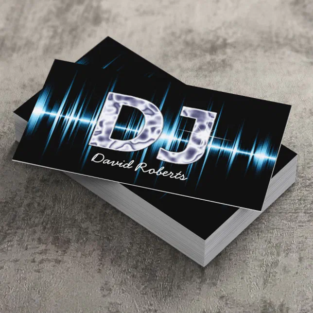 DJ Blue Sound Waves Professional Deejay Music Business Card | Zazzle