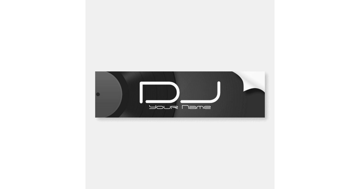 DJ Bumper Sticker with Vinyl Background | Zazzle