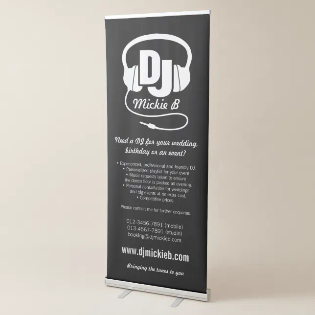 DJ business promotional banner stand | Zazzle
