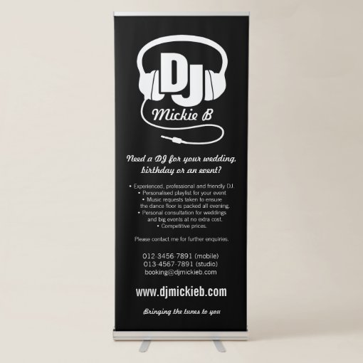 DJ business promotional banner stand | Zazzle
