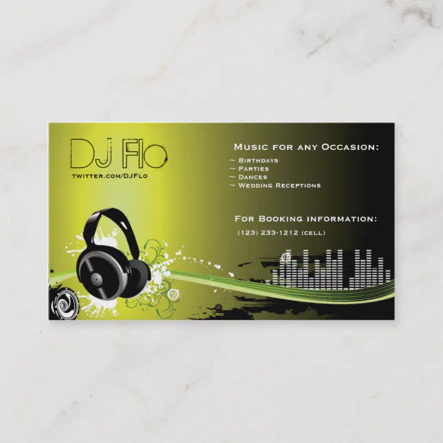 DJ - deejay music coordinator Business Card | Zazzle