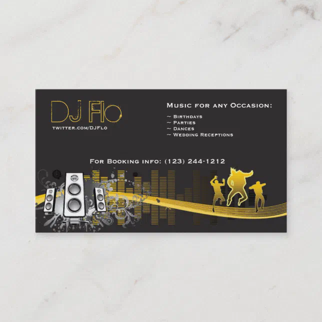 DJ - deejays music coordinator Business Card | Zazzle