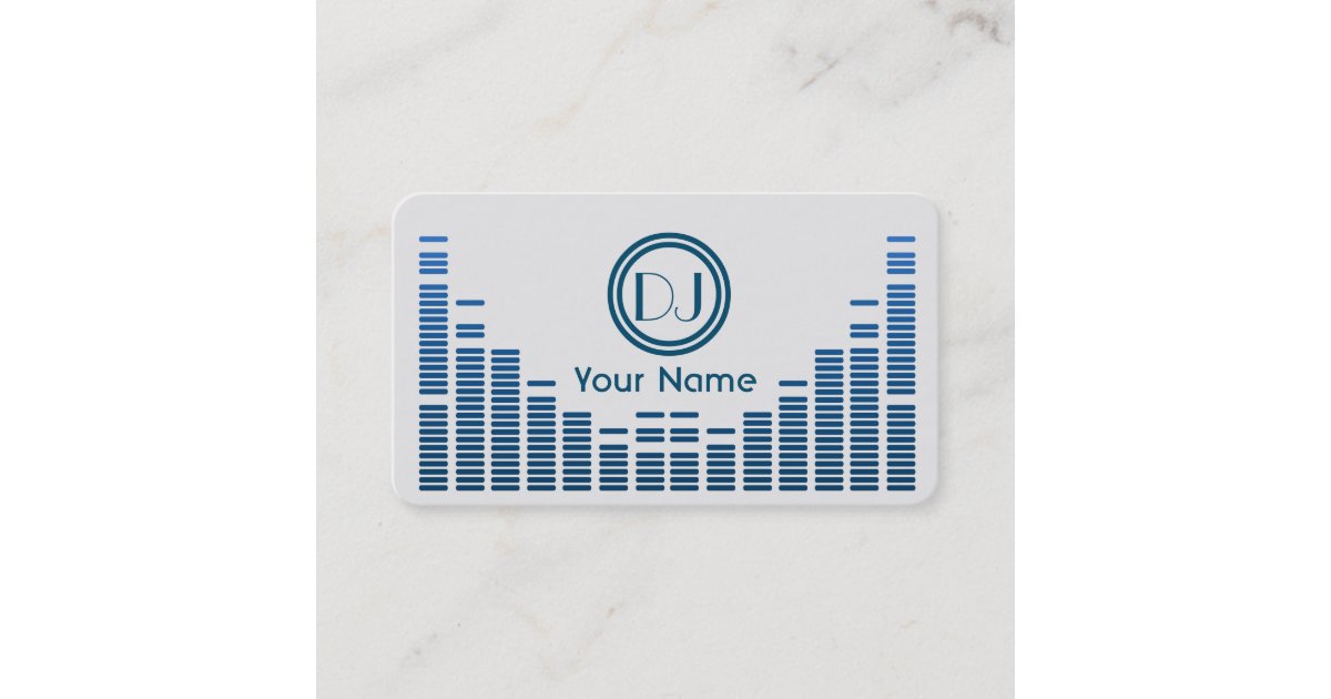 Dj equalizer music play blue shaded business card | Zazzle