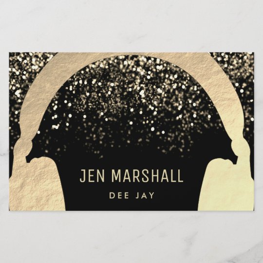 DJ faux gold foil effect headphones design Flyer | Zazzle.com