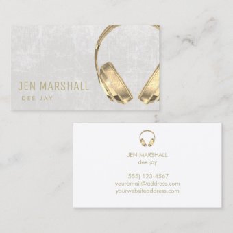DJ faux gold foil headphones Business Card | Zazzle