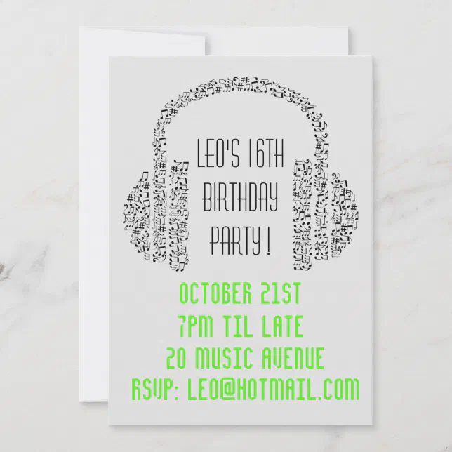 DJ funky cool music teenage boys birthday party Invitation | Zazzle