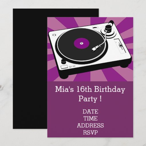 DJ funky cool retro teenage girls birthday party Invitation | Zazzle