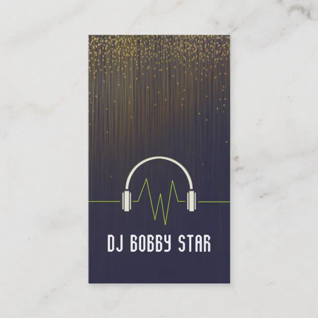 DJ gold glitter music headphones icon Business Card | Zazzle