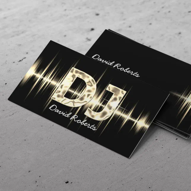 DJ Gold Sound Waves Professional Deejay Music Business Card | Zazzle