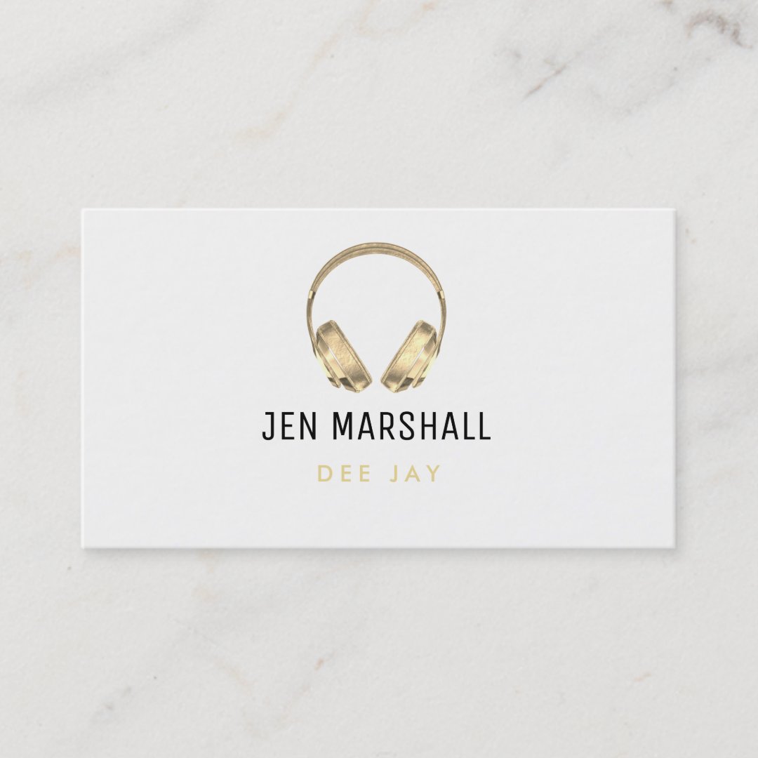 DJ golden effect headphones Business Card | Zazzle