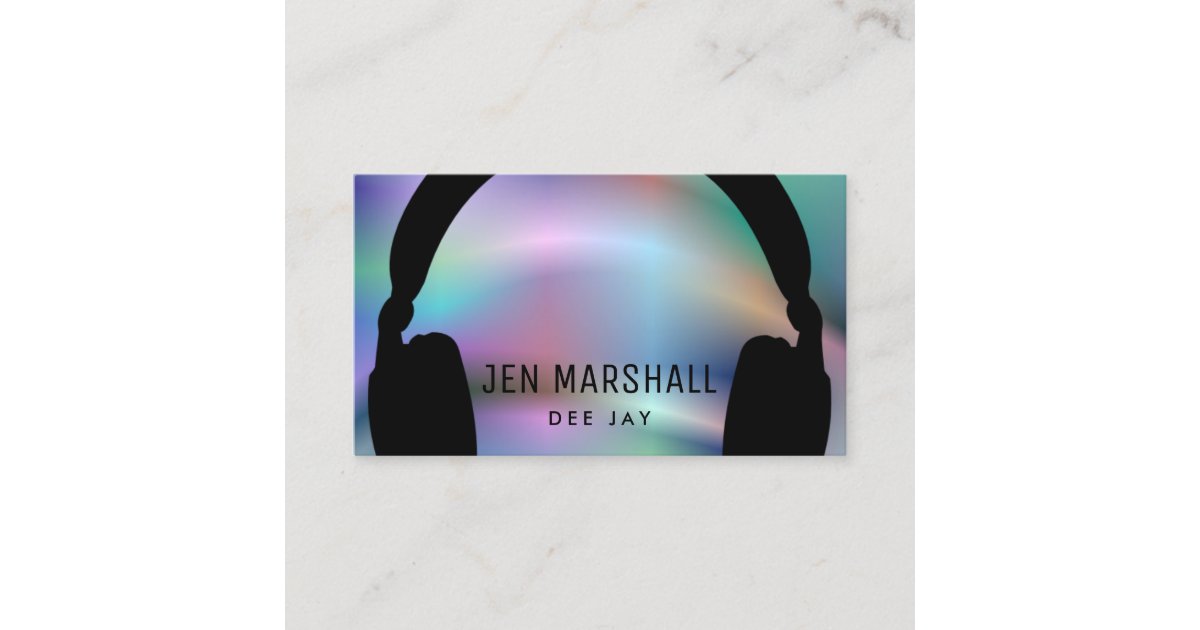 DJ headphones on faux holographic Business Card | Zazzle