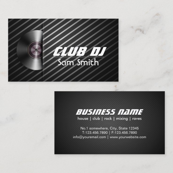 DJ Modern Stylish Turntable Vinyl Recoder Mixer Business Card | Zazzle