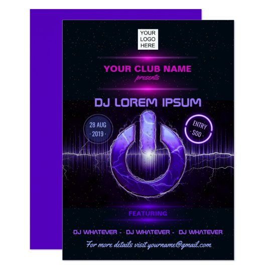 DJ Music and Dance Gig add logo invitation | Zazzle.com