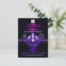DJ Music and Dance Gig Postcard | Zazzle