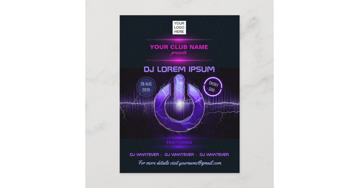 DJ Music and Dance Gig Postcard | Zazzle