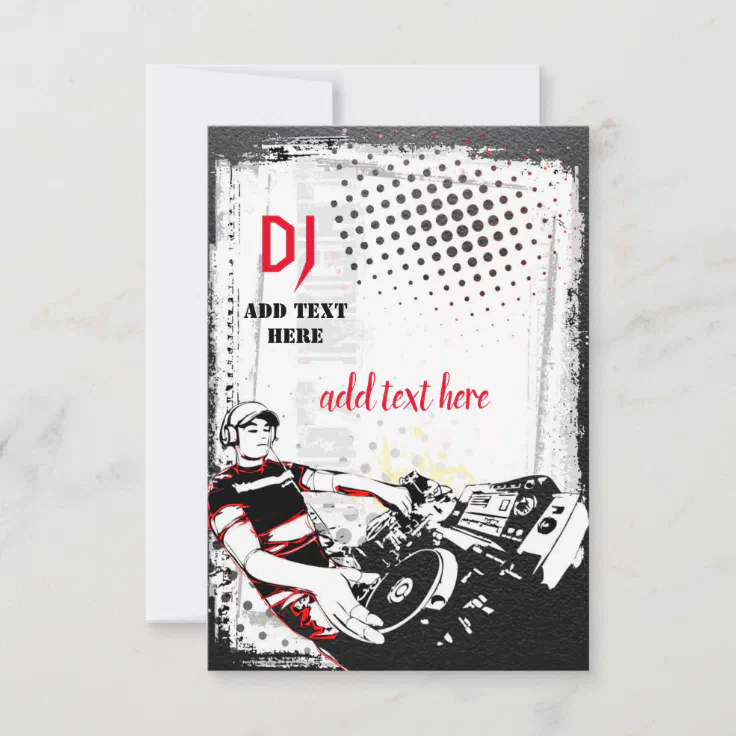DJ Party Invitation Flat Card | Zazzle