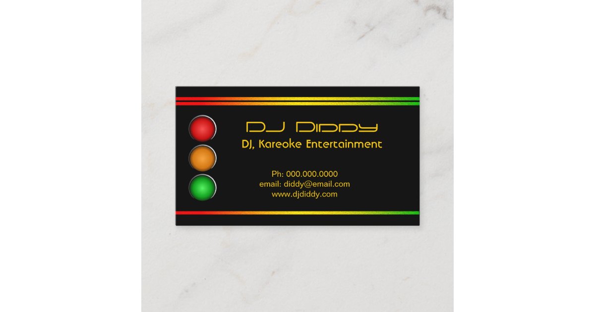 DJ Reggae Traffic Lights Custom Business Cards | Zazzle