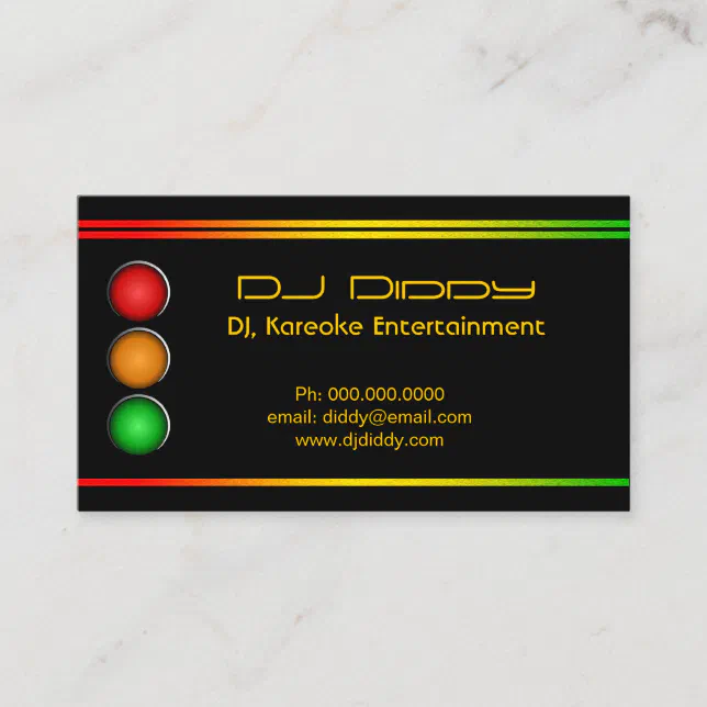 DJ Reggae Traffic Lights Custom Business Cards | Zazzle