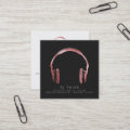 DJ Rose Gold Headphones Logo Black Square Business Card | Zazzle