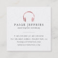 DJ Rose Gold Headphones Logo Black Square Business Card | Zazzle