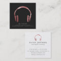 DJ Rose Gold Headphones Logo Black Square Business Card | Zazzle