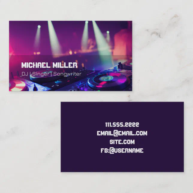 DJ - Singer Business Card | Zazzle