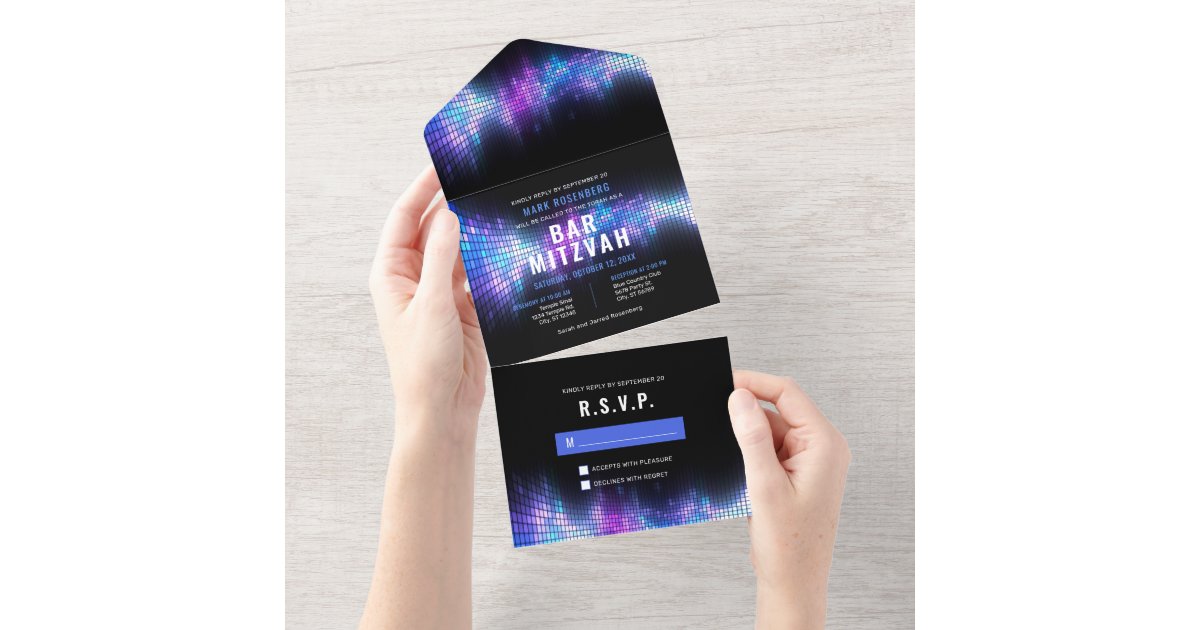 DJ Techno Dance Party BarAll in One Wedding Invite | Zazzle