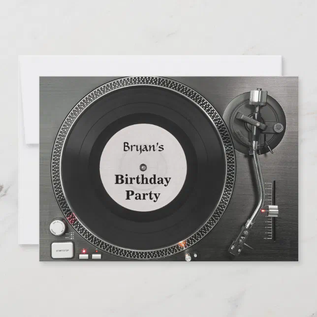 DJ turntable birthday Invitation | Zazzle